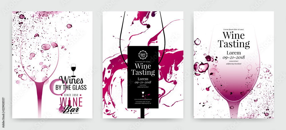 Collection of templates with wine designs. Brochures, posters ...