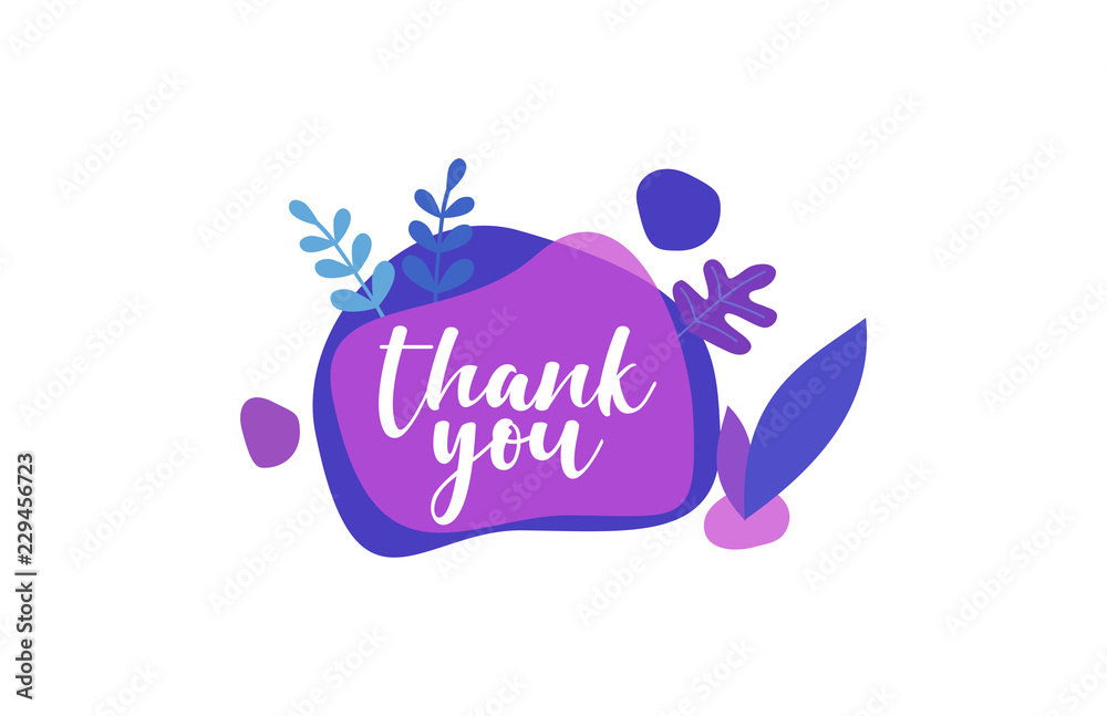 Thank You. Purple Blue Flat Natural Background Words letter Design ...