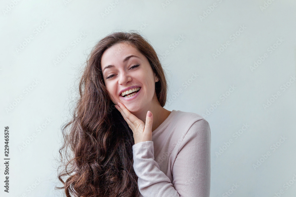 Happy girl smiling. Beauty portrait young happy positive laughing ...