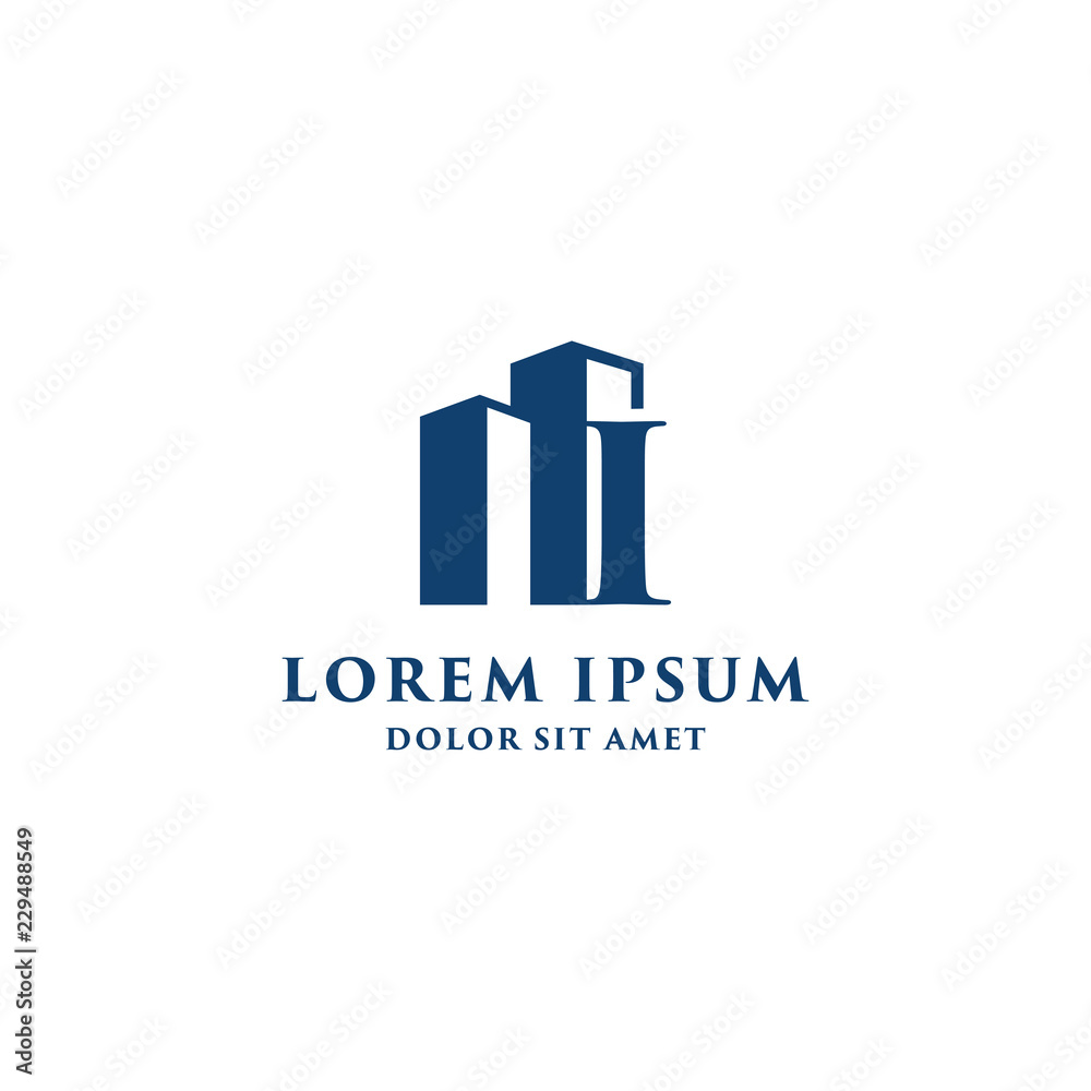 Letter I Building Logo Design Template Stock Vector | Adobe Stock