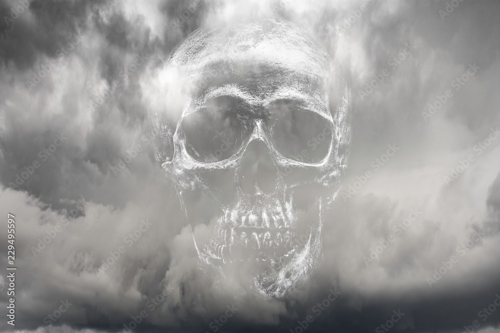 skull / atmosphere scary on sky background Stock Photo | Adobe Stock
