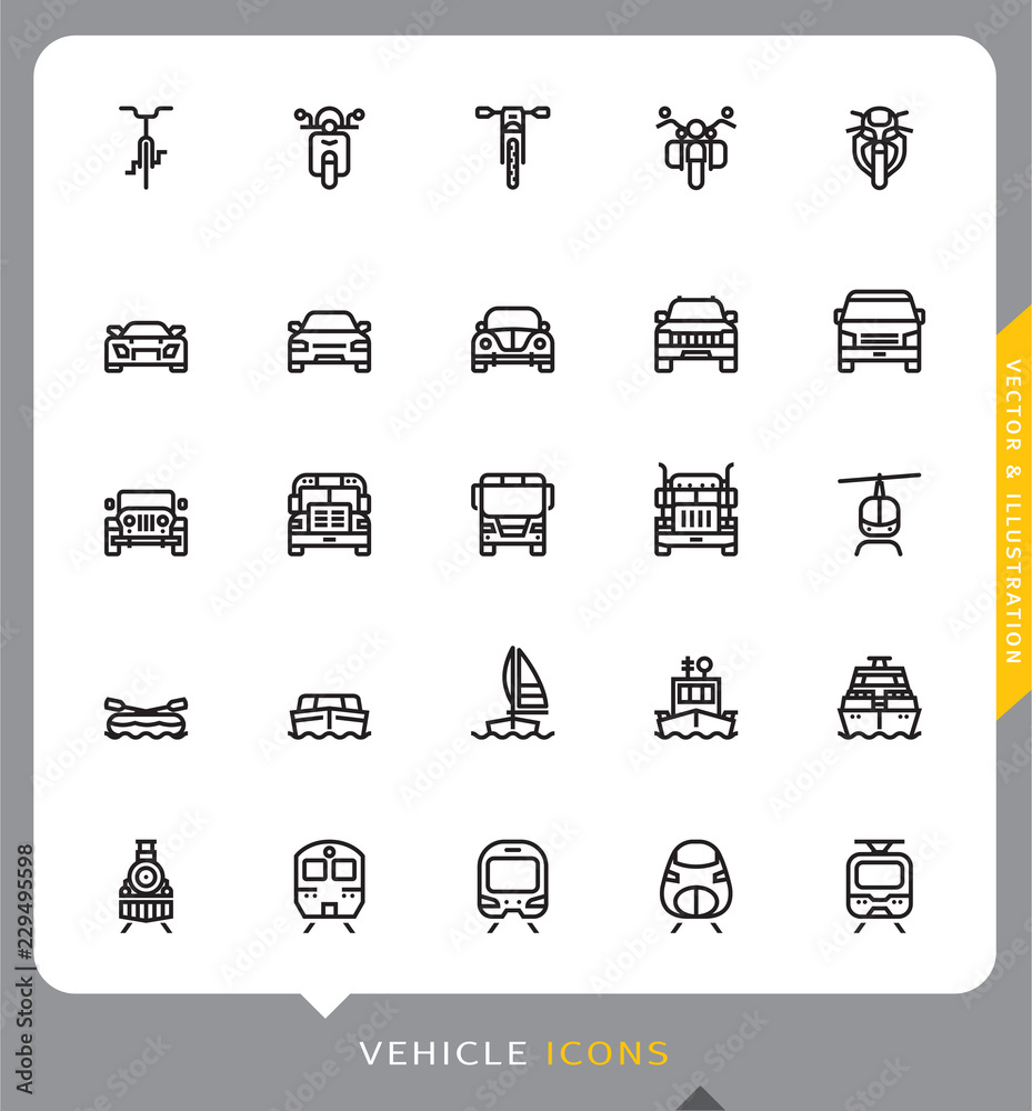 Collection of transport, Vehicle icons, Vector and Illustration Stock ...