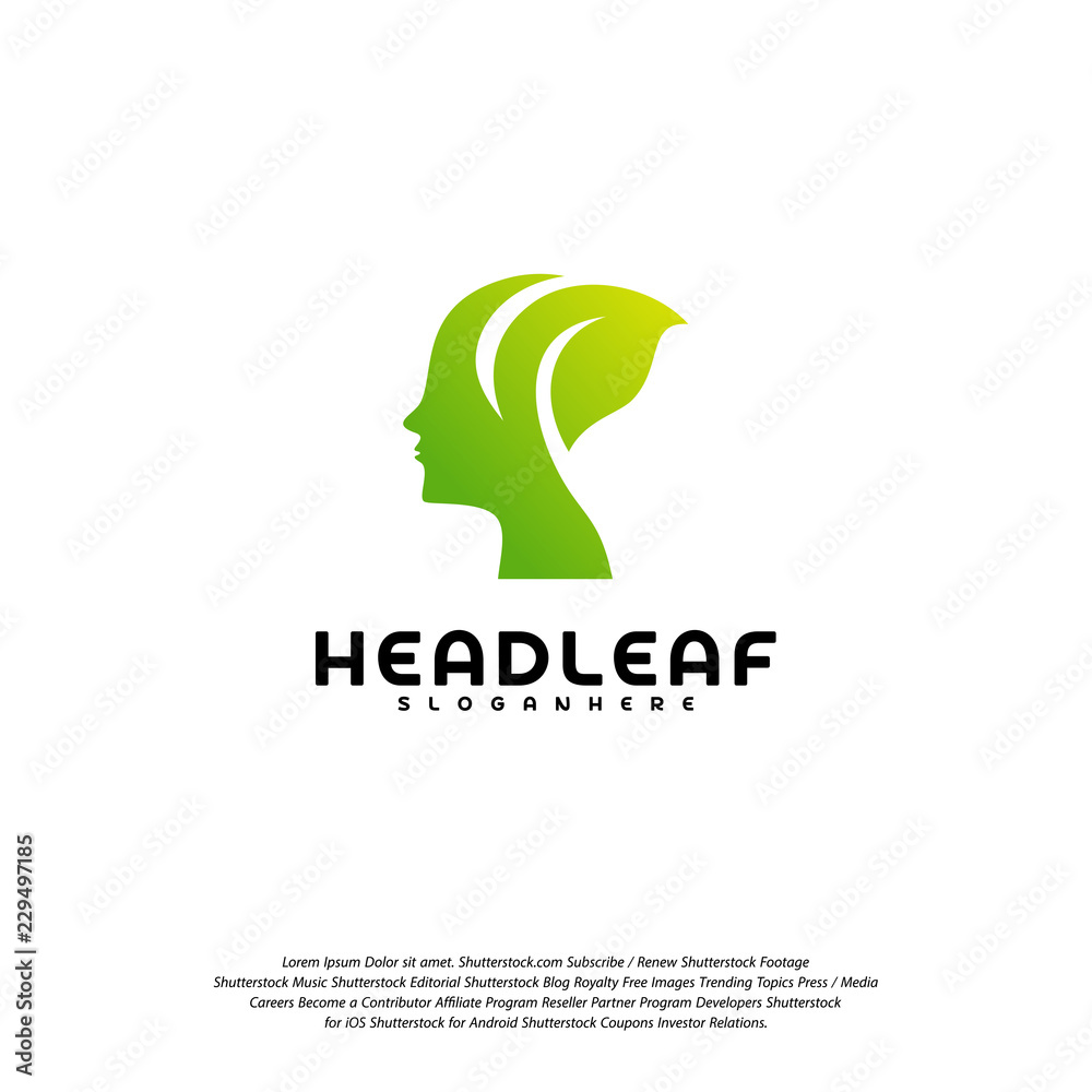 Nature Head science logo vector, Head intelligence logo designs concept ...