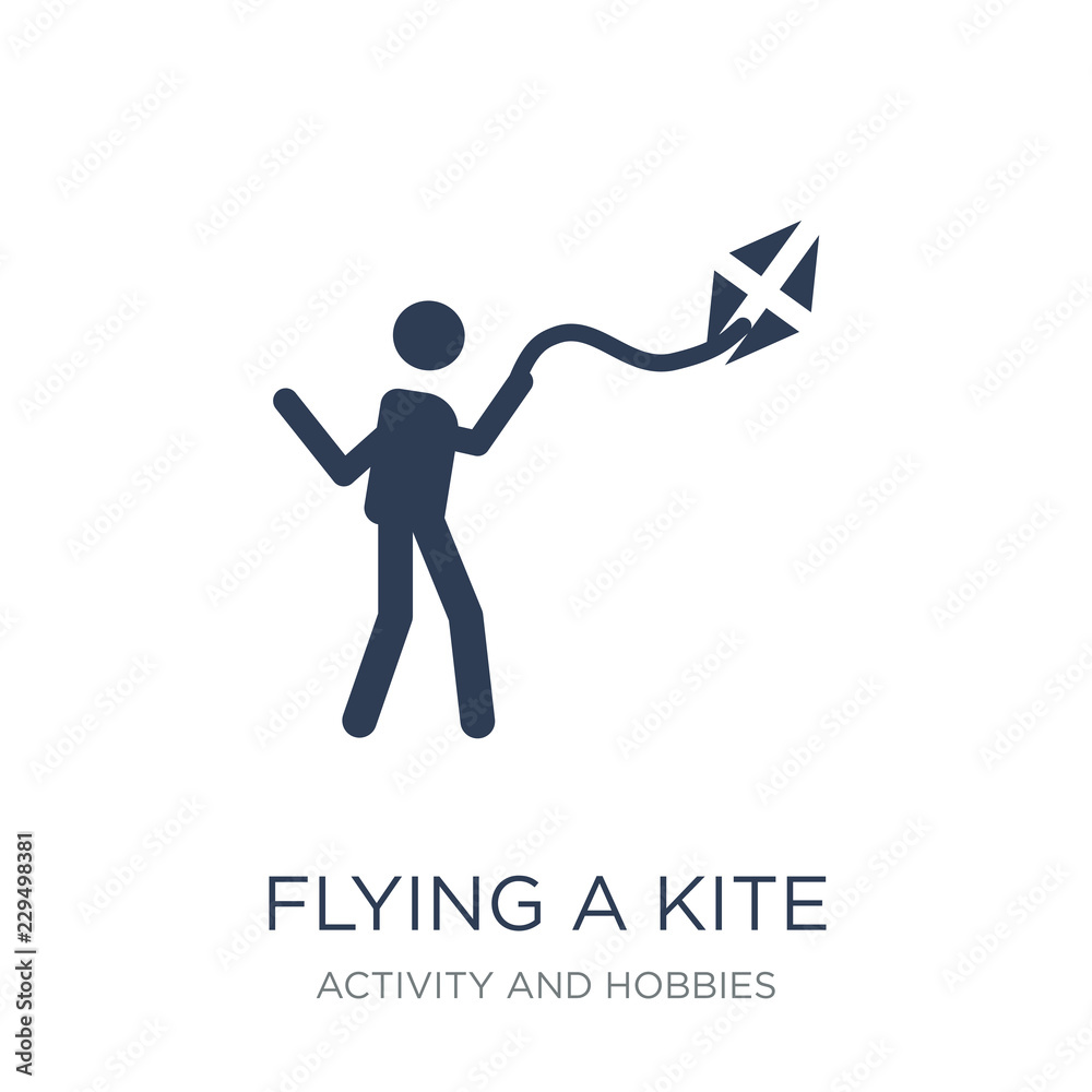 flying a kite icon. Trendy flat vector flying a kite icon on white ...