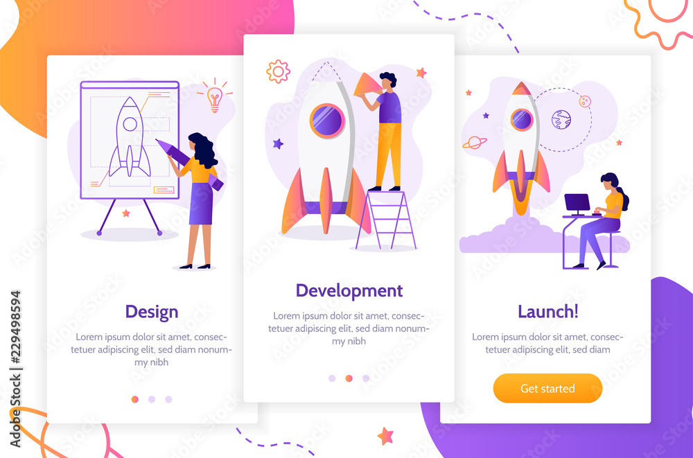 Stages of launching a startup. From idea to finished product. Creation ...