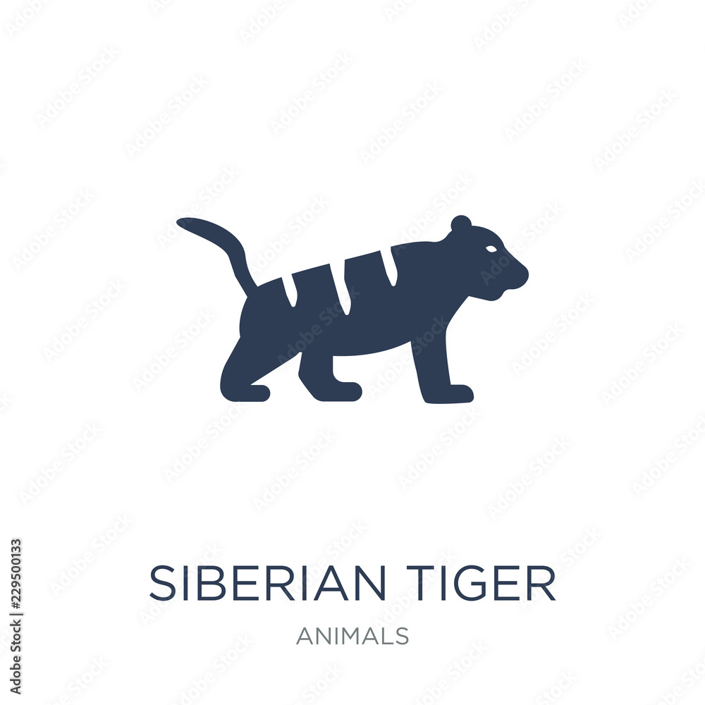 Siberian tiger icon. Trendy flat vector Siberian tiger icon on white ...