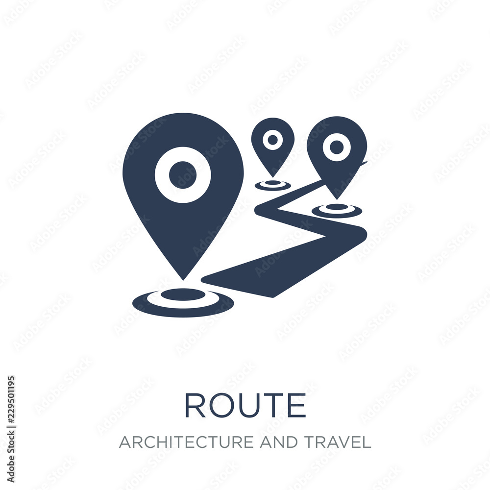 Route icon. Trendy flat vector Route icon on white background from ...