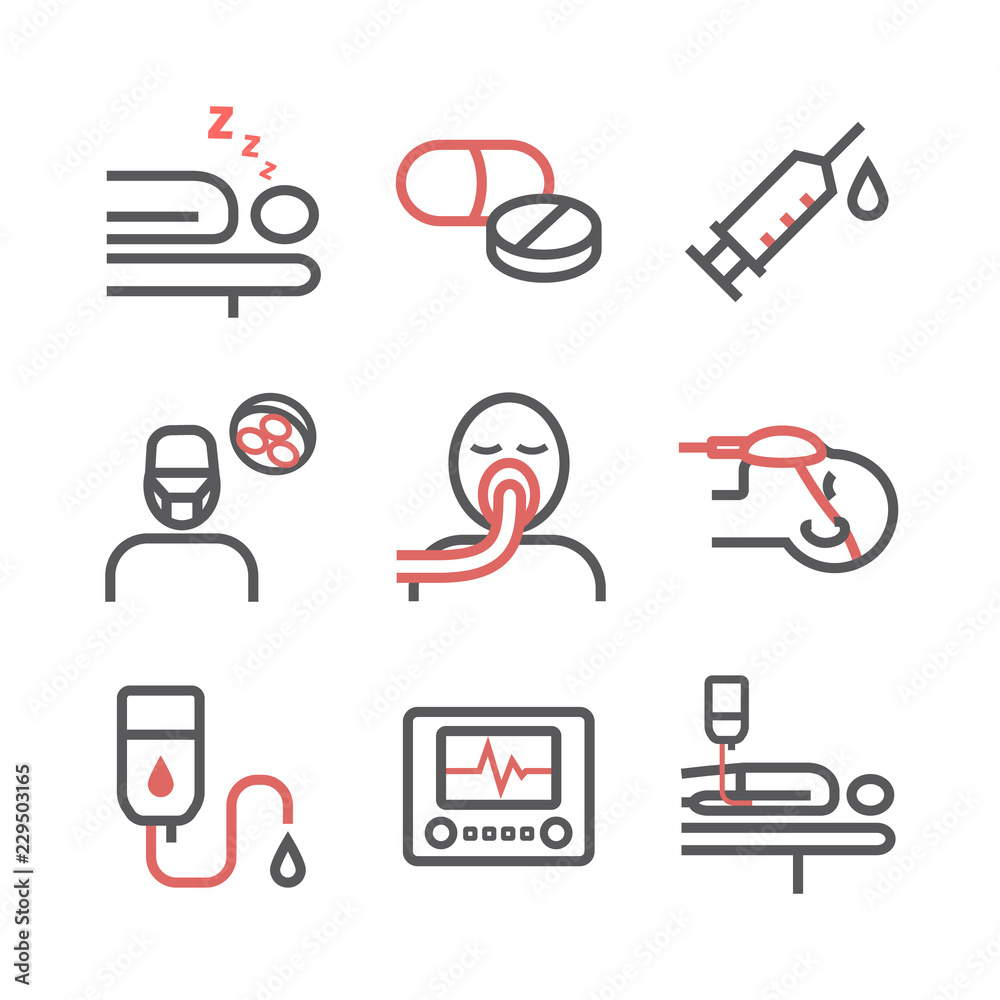 Anesthesia line icons. Anaesthetic Department. Health center. Vector ...