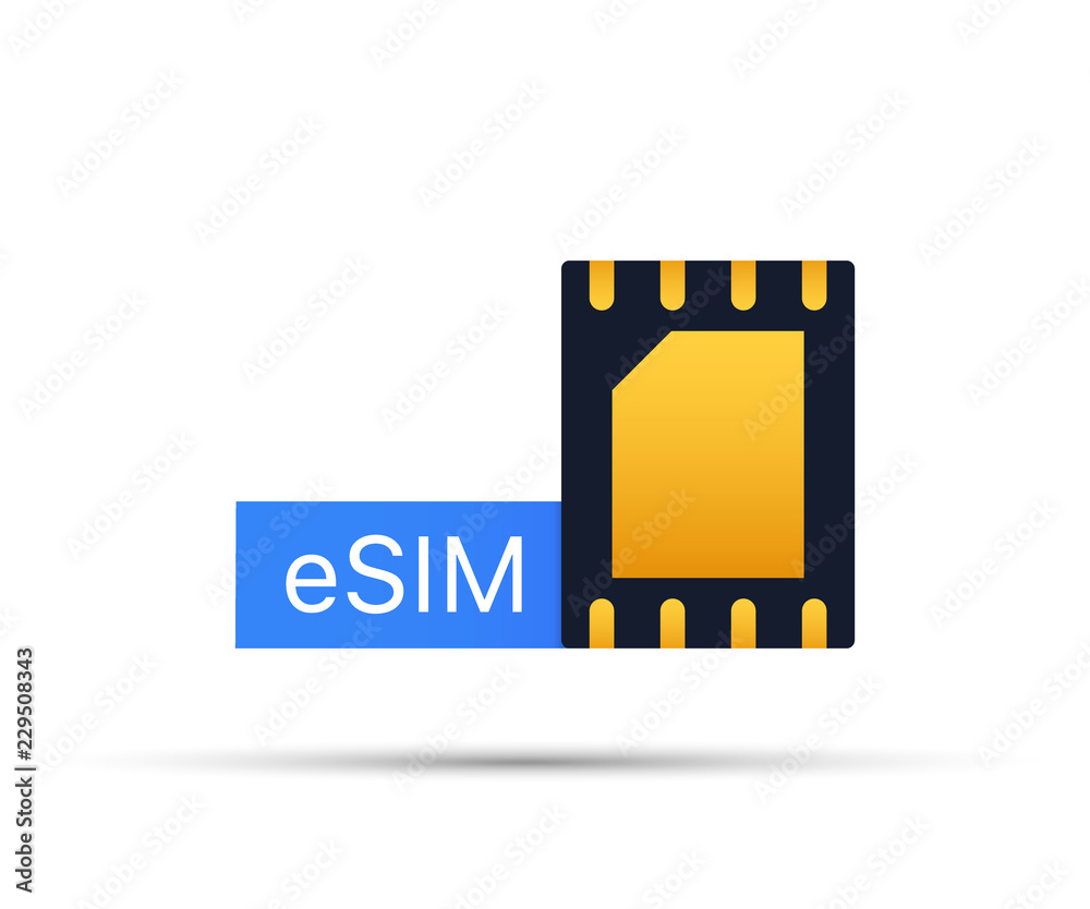 eSIM Embedded SIM card icon symbol concept. new chip mobile cellular ...
