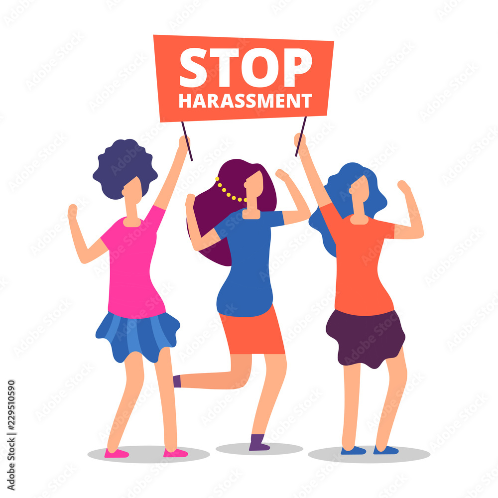 Sexual harassment concept. Stop abuse female demonstrations isolated on ...