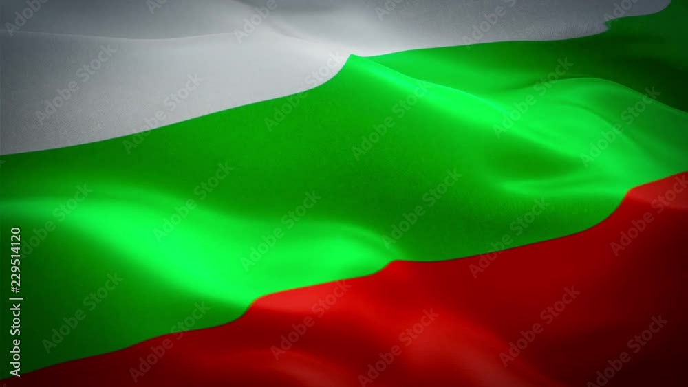 Bulgarian flag waving in wind video footage Full HD. Realistic ...