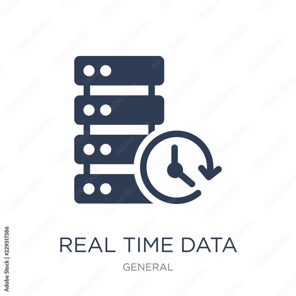 real time data icon. Trendy flat vector real time data icon on white ...