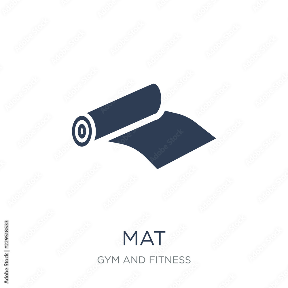 Mat icon. Trendy flat vector Mat icon on white background from Gym and ...