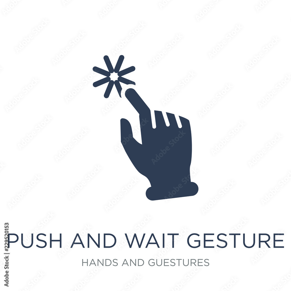 Push and wait gesture icon. Trendy flat vector Push and wait gesture ...