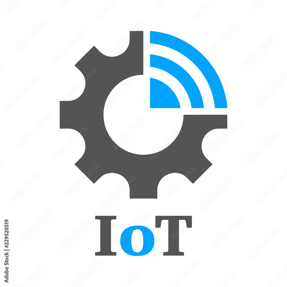 Simple icon to represent the Internet of Things IoT concept. Gear ...