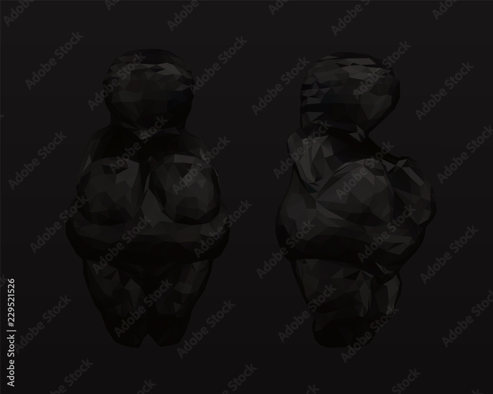 Dark Stone Age Venus of Willendorf. Isolated Illustration, Vector 3D ...