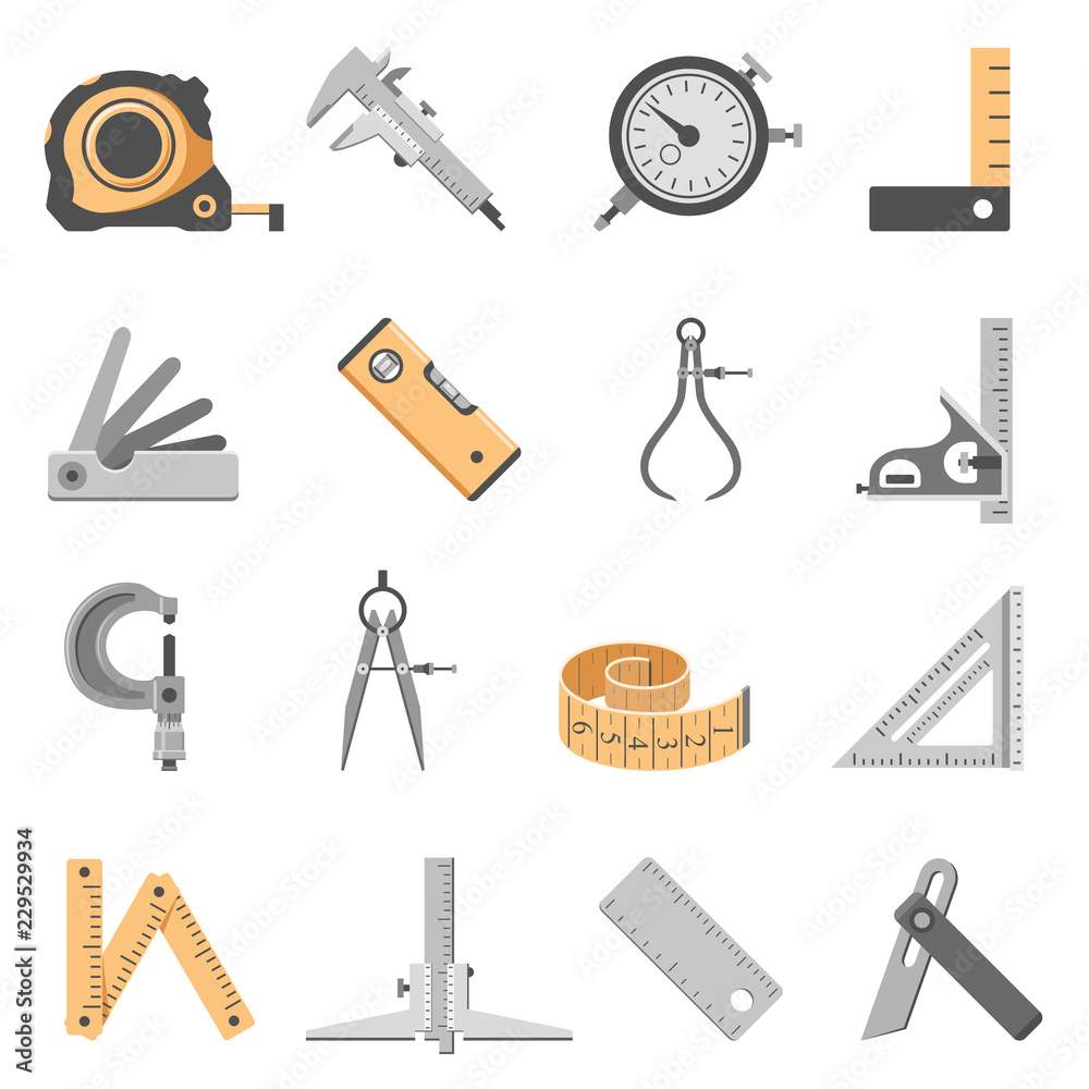 Measuring Tools Icon Set Stock Vector | Adobe Stock