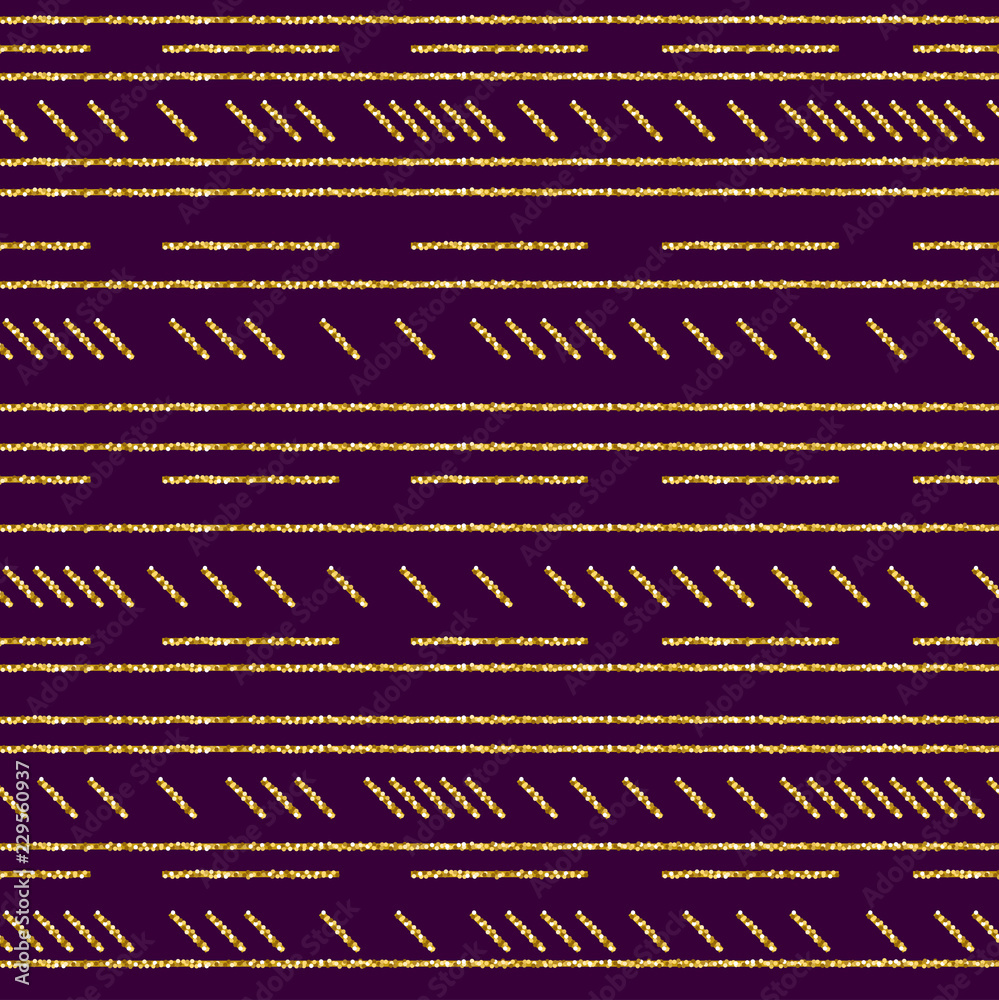 Purple pattern background with golden glittering lines, vector ...