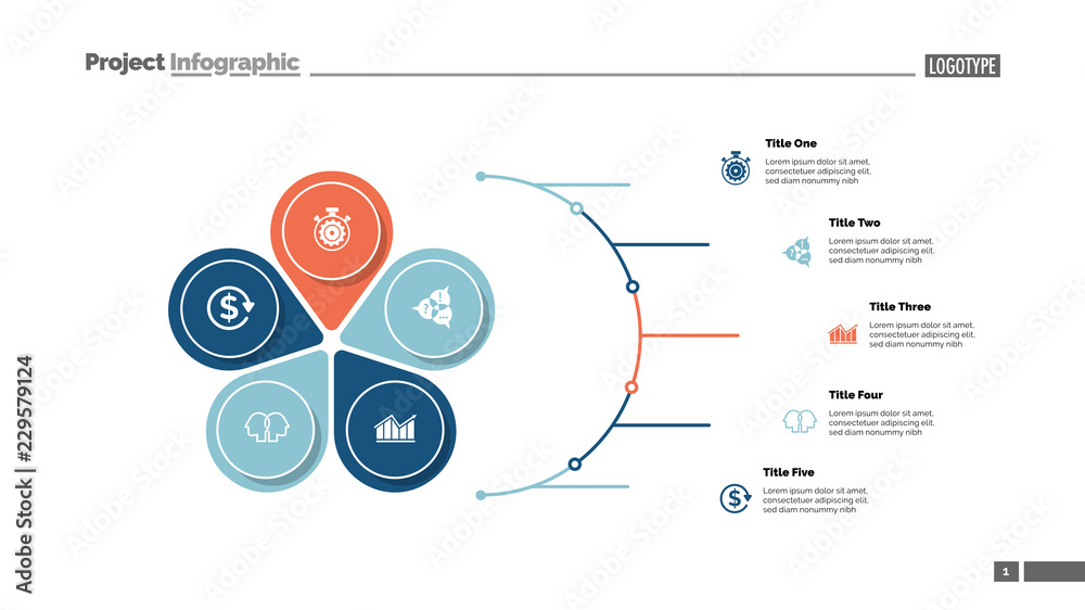 Petal diagram with five elements. Option graph, diagram, layout ...