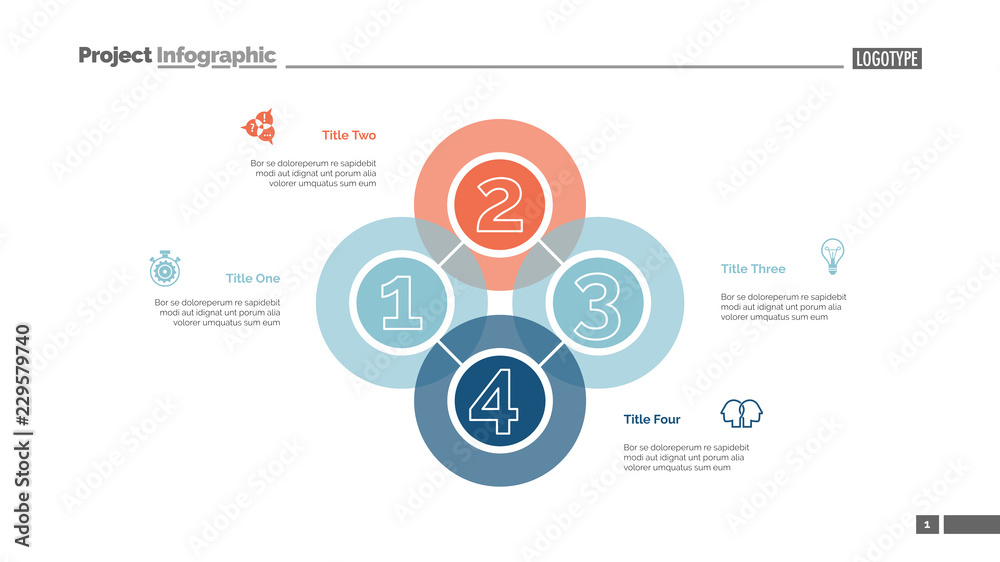 Vetor do Stock: Quadruple intersect slide template. Business data ...