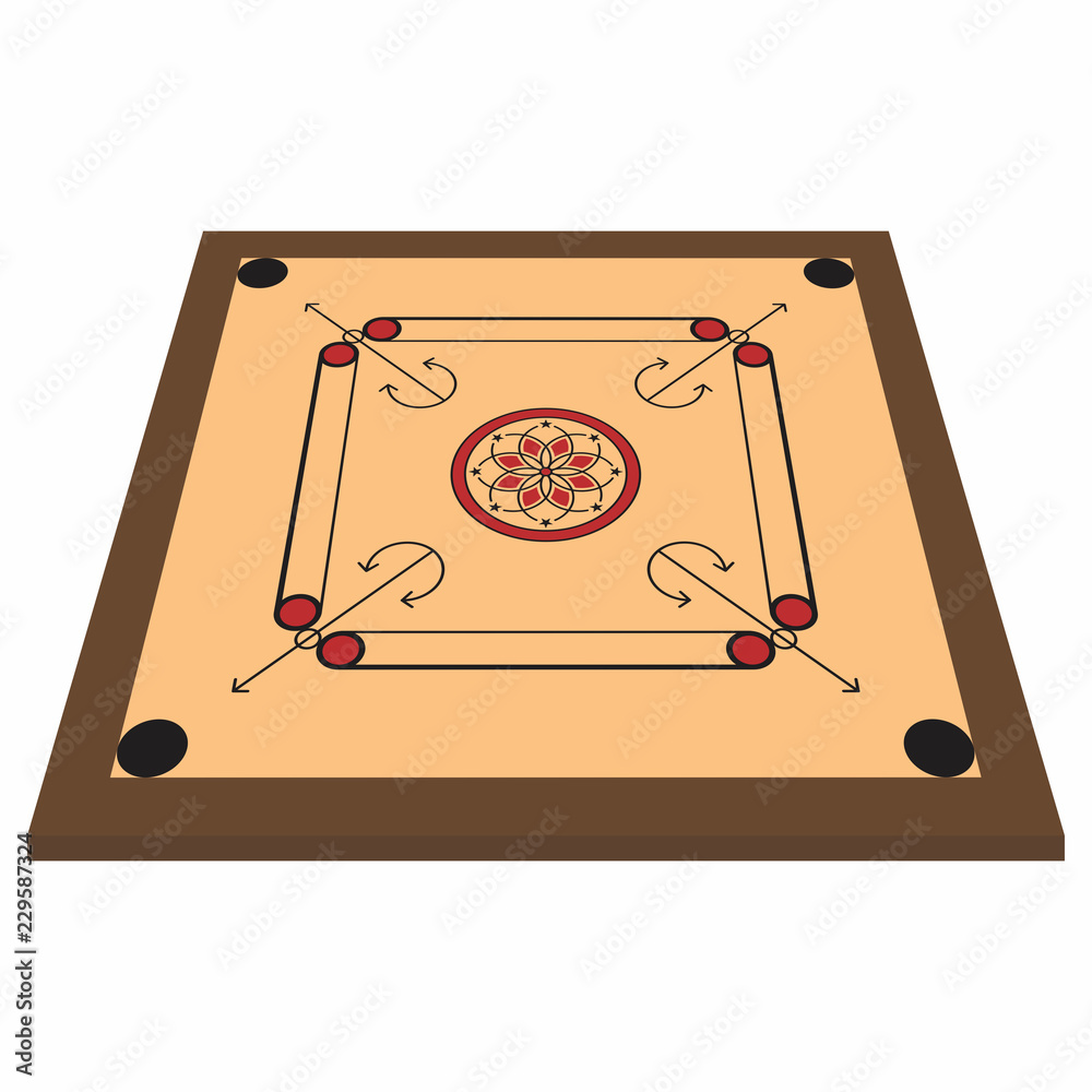 Perspective view various family game, carrom board. Stock Vector ...