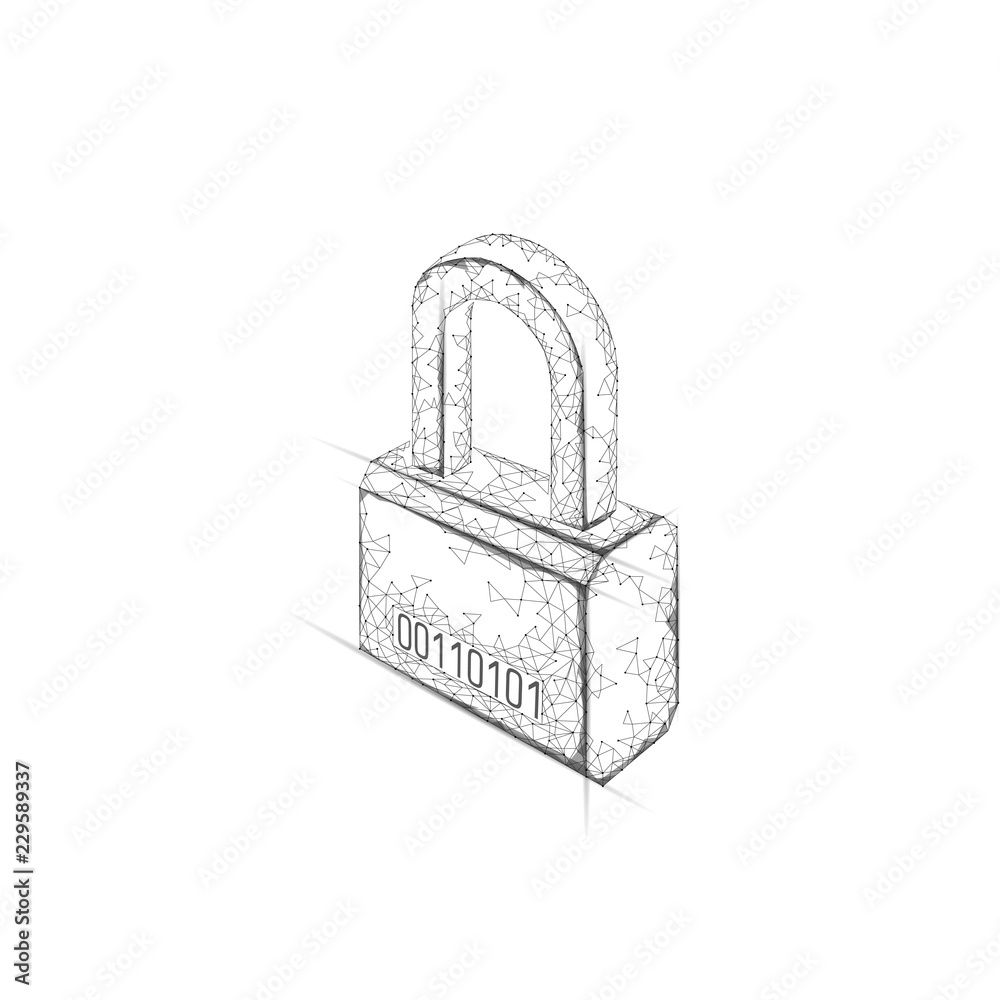 Cyber safety padlock on data mass. Internet security lock information ...