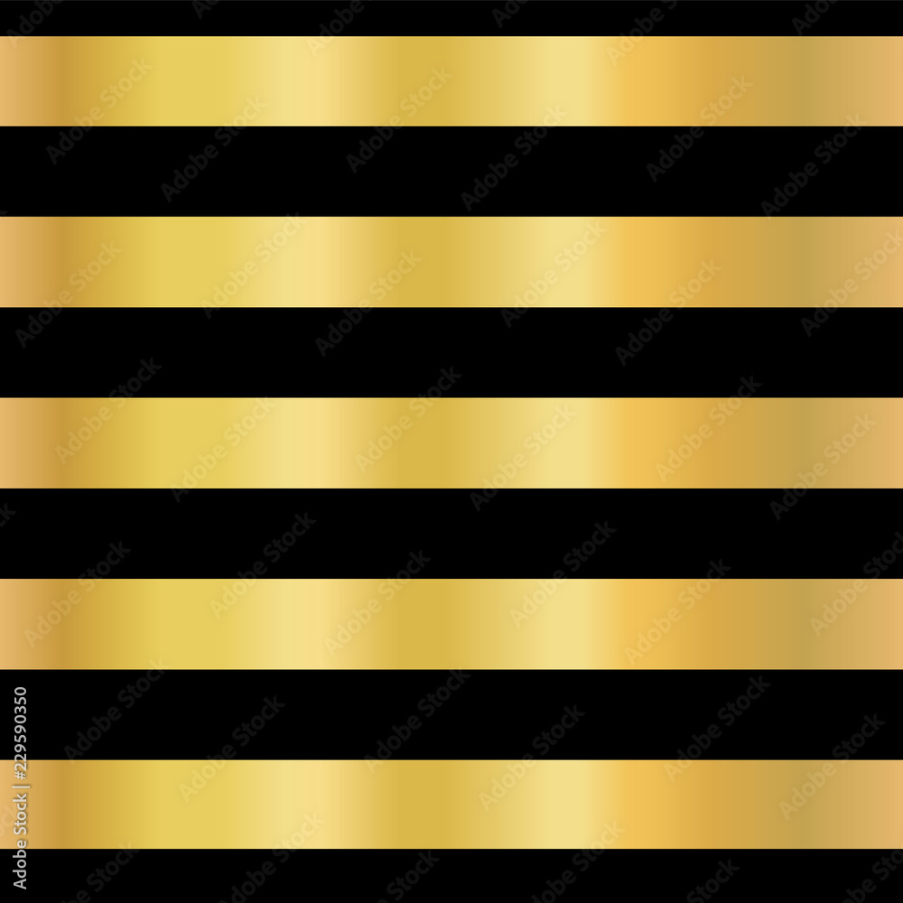 Gold foil stripe seamless vector background. Horizontal gold lines on ...