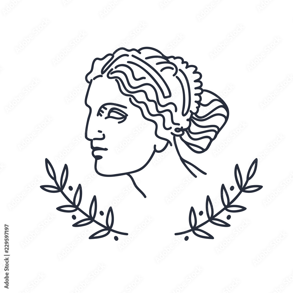 Venus, the ancient Greek goddess of love, vector sketch illustration ...
