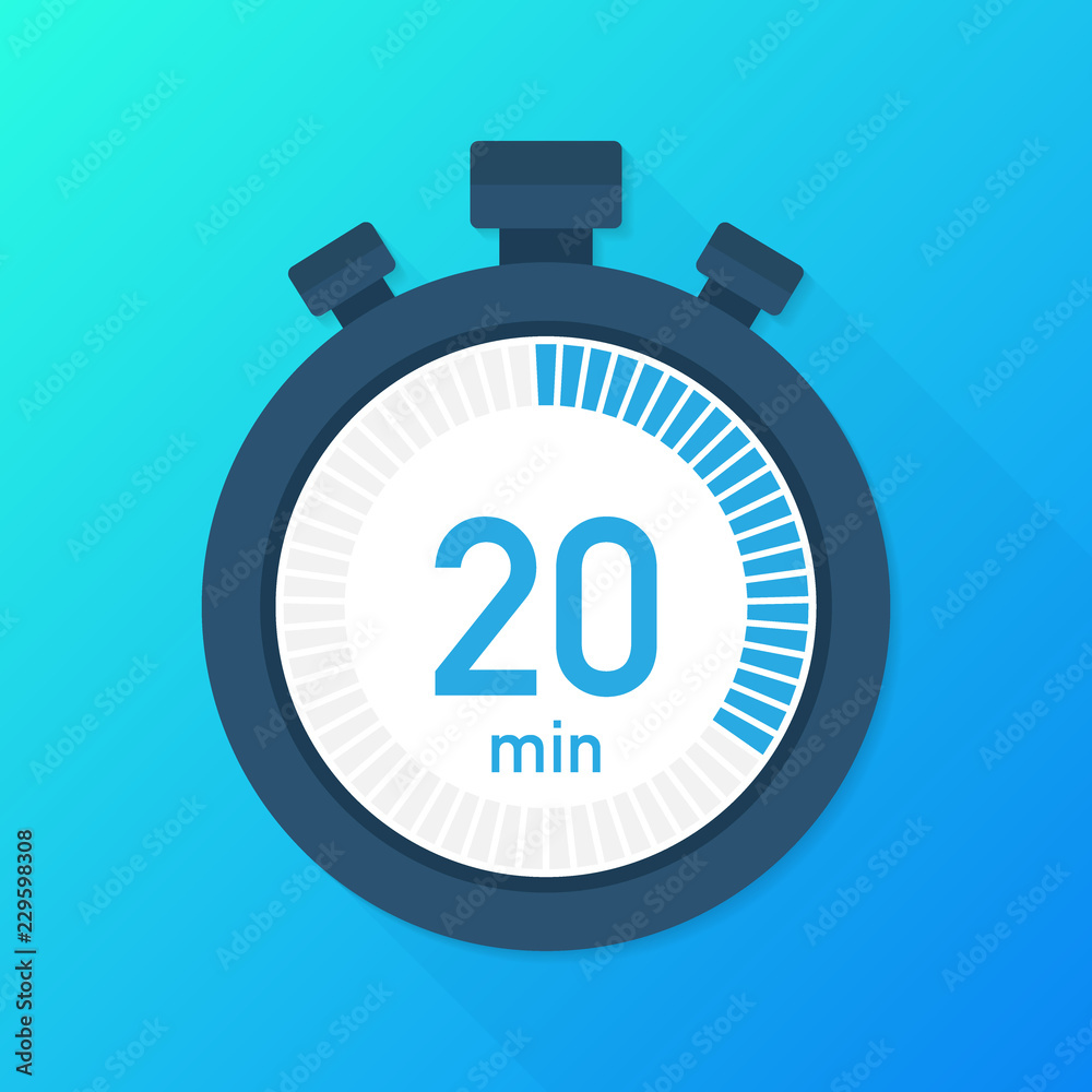 The 20 minutes, stopwatch vector icon. Stopwatch icon in flat style ...