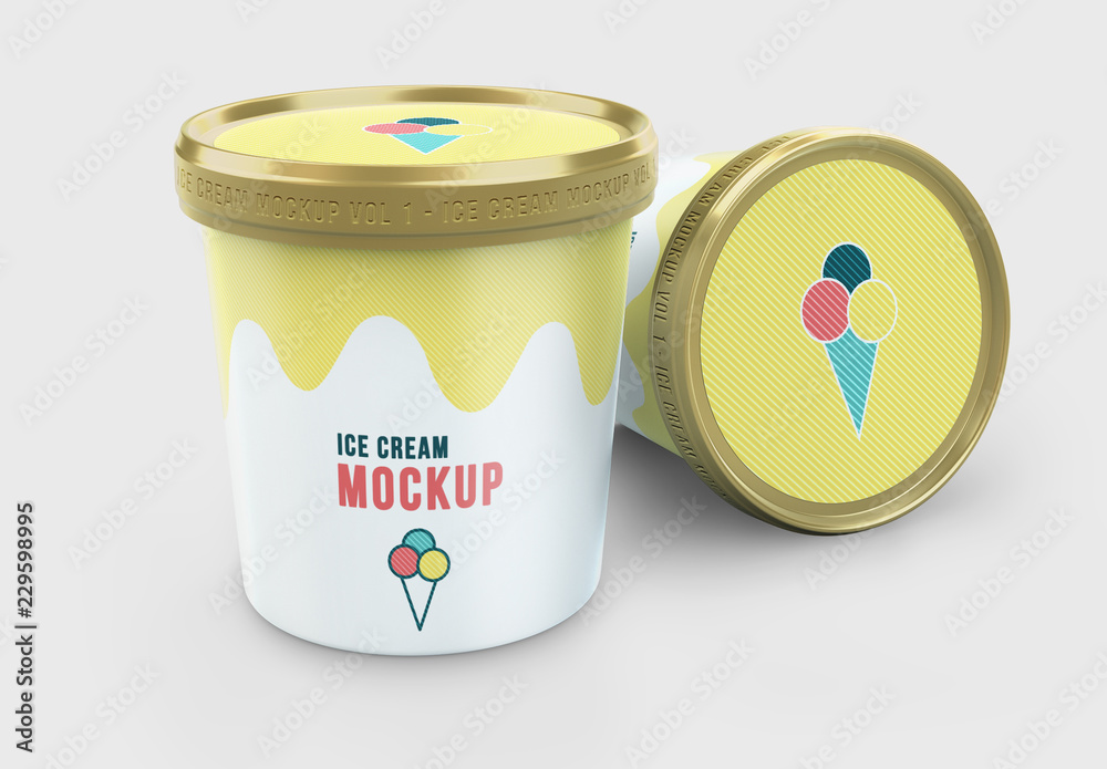 Ice Cream Cartons Mockup Stock Template | Adobe Stock