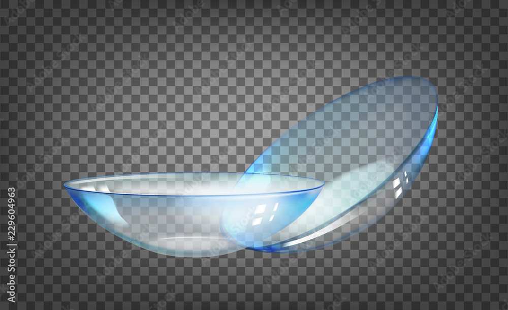 Contact lens over the black transparent background. Science ...