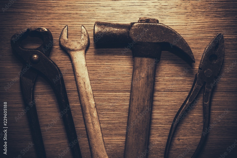 Tools top view Stock Photo | Adobe Stock