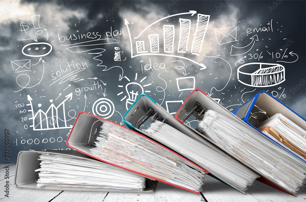 File folders with documents on background Stock Photo | Adobe Stock