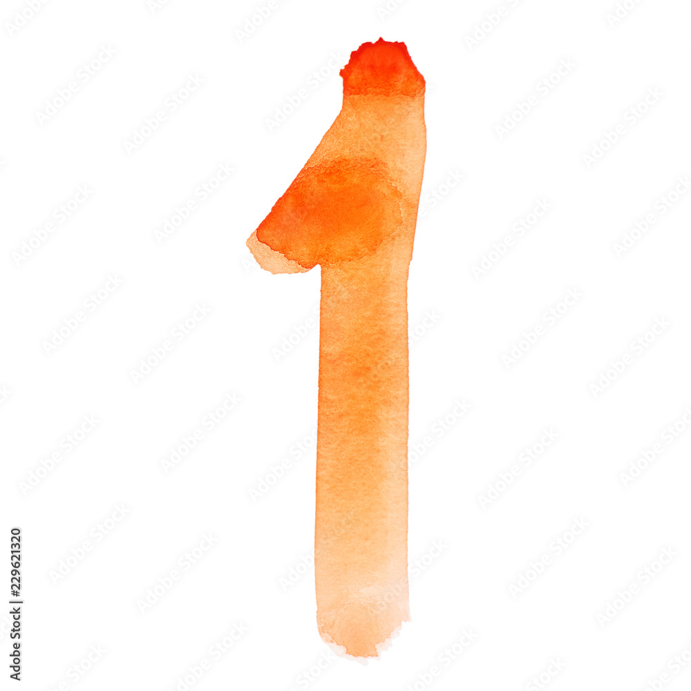 Orange watercolor numbers Stock Illustration | Adobe Stock