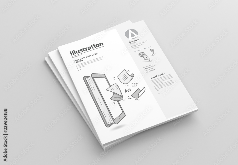 Square Brochure Layout with Design Illustrations Stock Template | Adobe ...