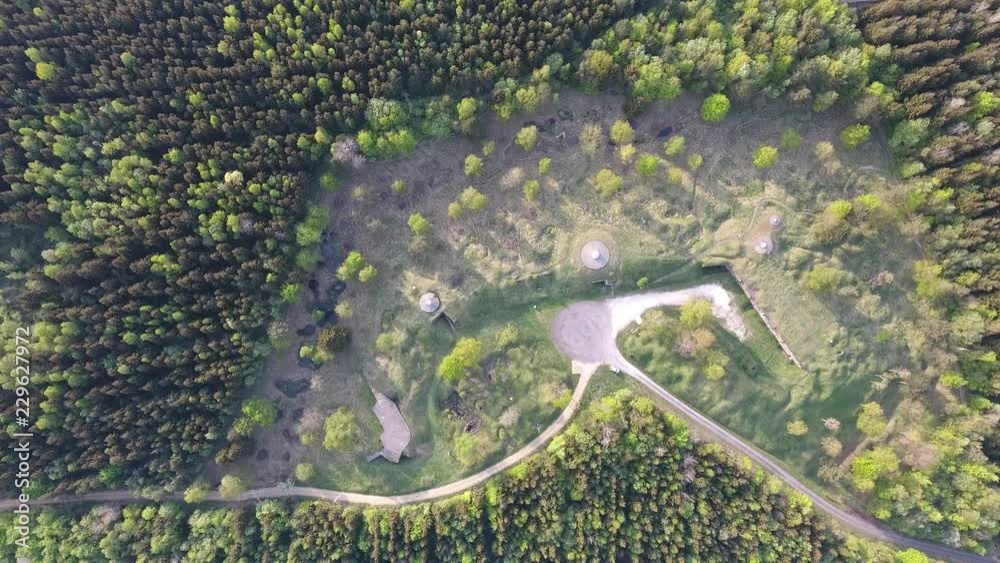 Famous fort froideterre (ww1) in Verdun forest by drone. Vertical view ...