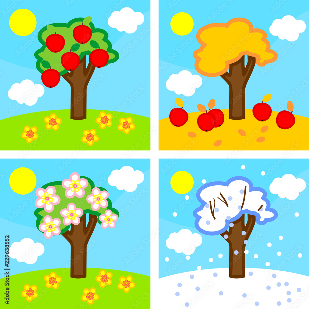 Apple Tree Seasons Art