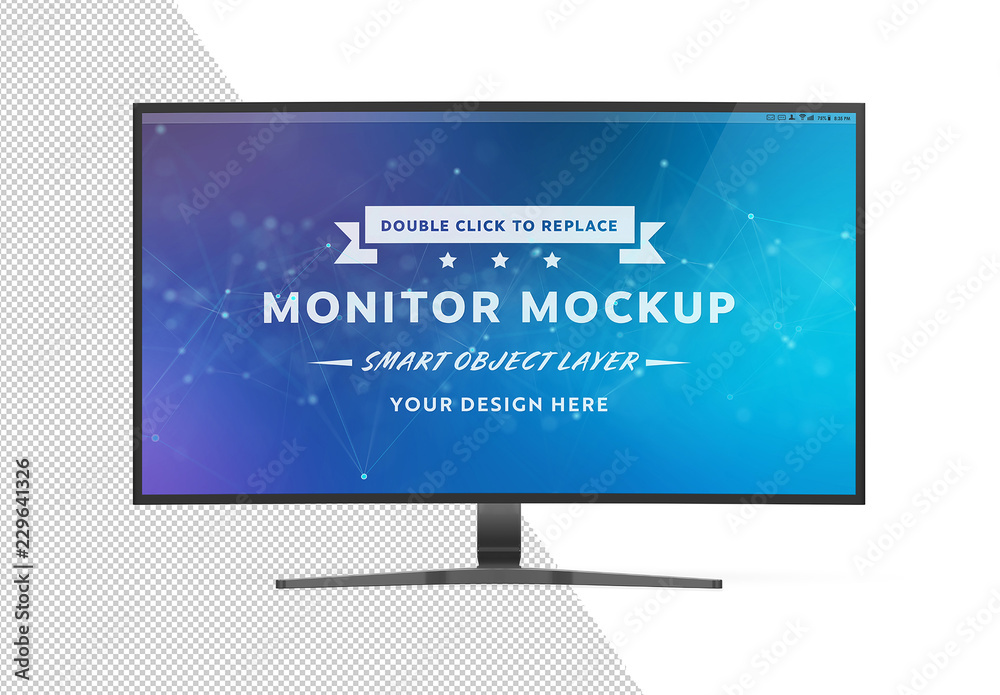 Curved Monitor Isolated on White Mockup Stock Template | Adobe Stock