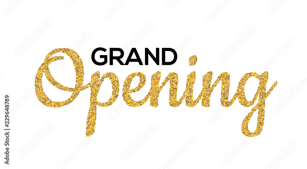 Grand Opening Gold calligraphic lettering design text. Vector ...
