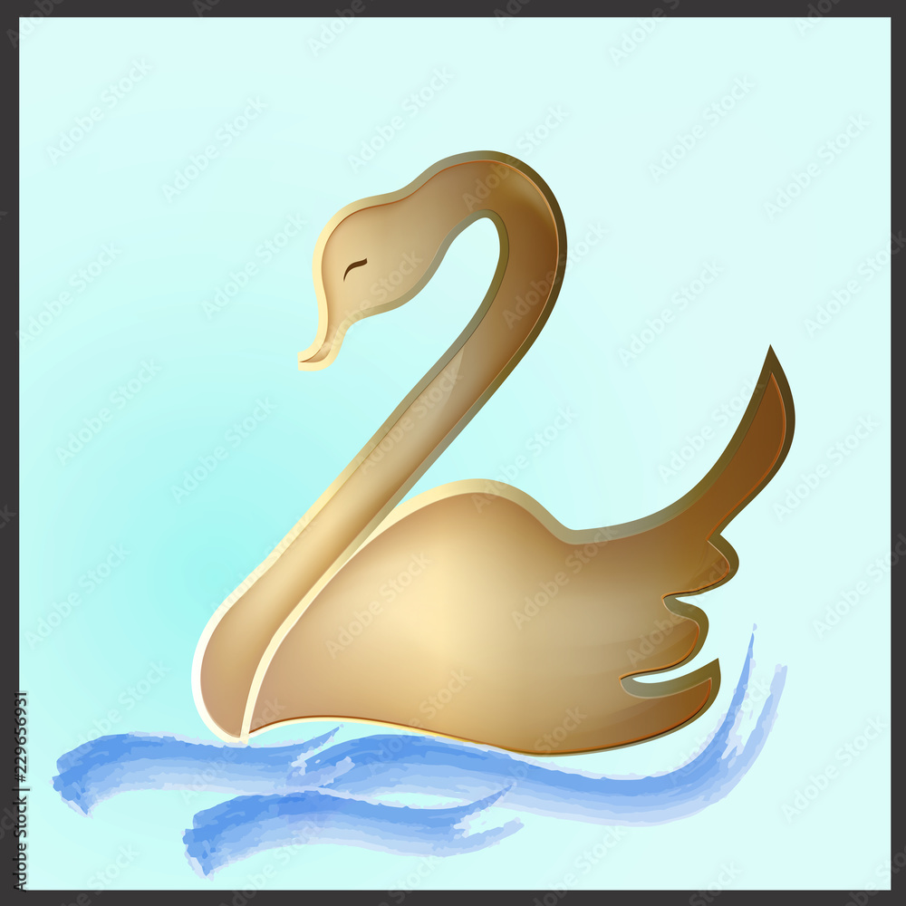 Logo gold swan vector Stock Vector | Adobe Stock