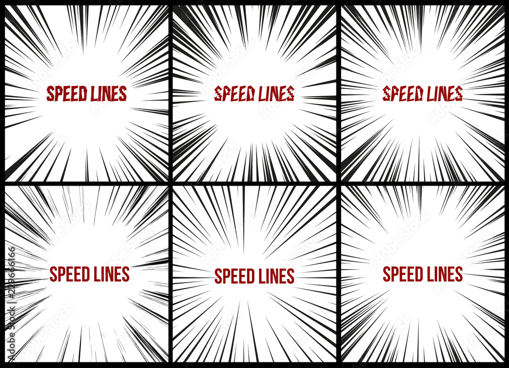 Speed lines set. Motion effect for your design. Black Comic lines on a ...