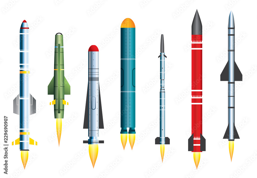 Military Missile Rocket Isolated on White. Vector Illustration. Stock ...