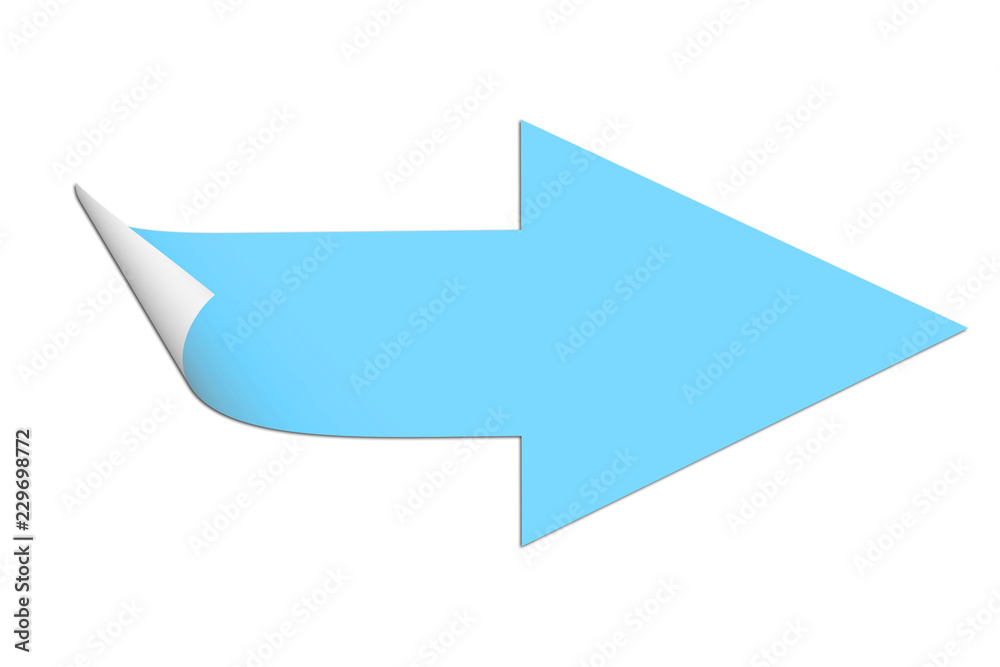 Blauer Pfeil nach rechts mit aufgerollter Ecke Stock Illustration ...