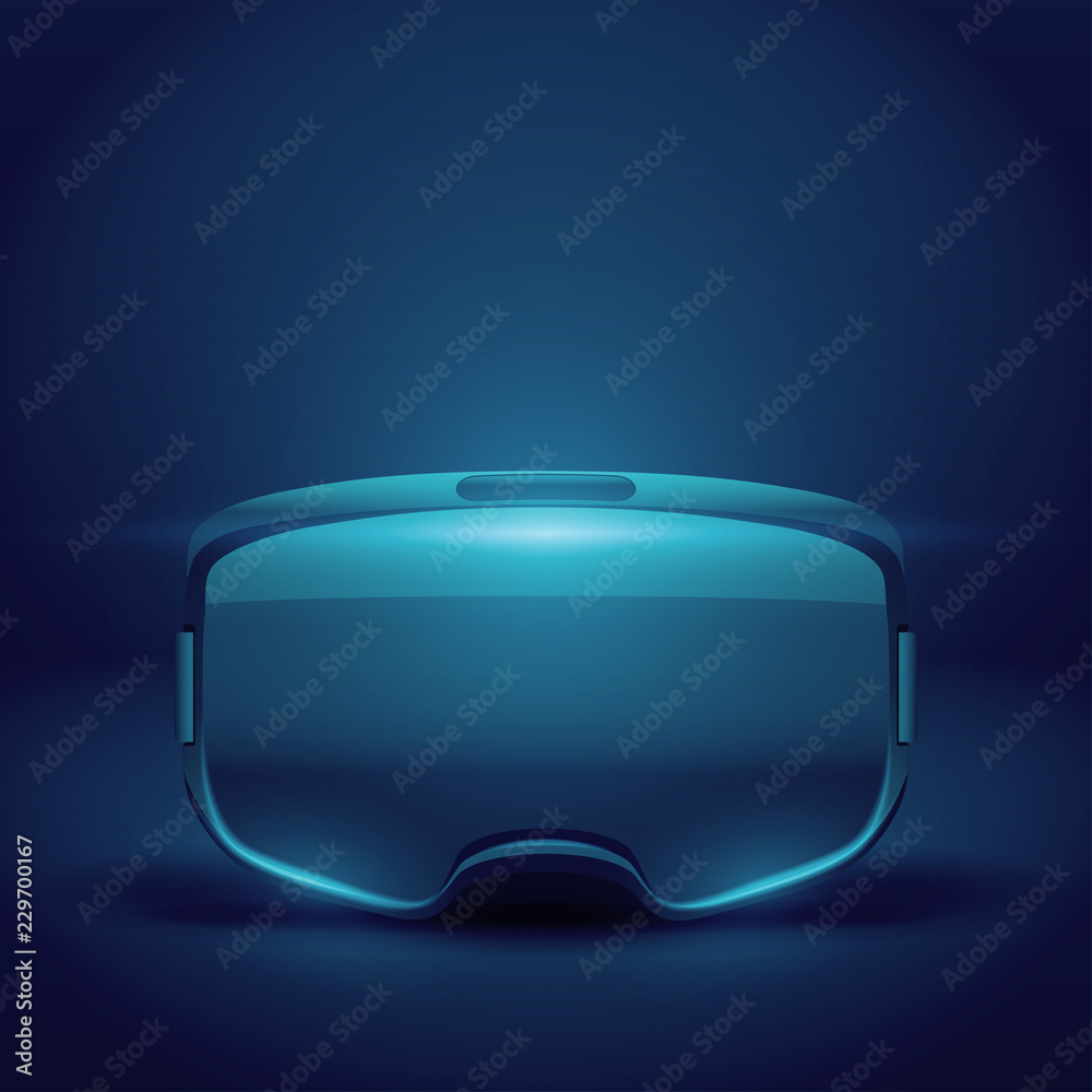 Original stereoscopic 3d vr headset presentation. Front view on ...
