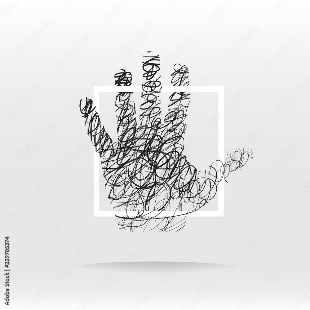 Vector sign Drawing Hand inside a square frame Stock Vector | Adobe Stock