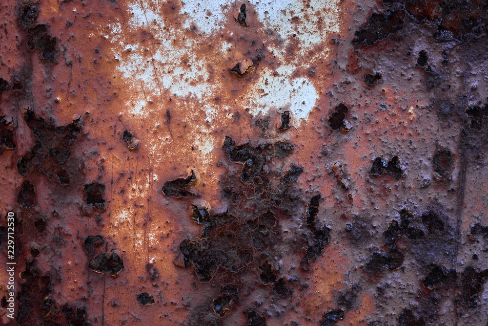 bright and mysterious texture of a rusty metal sheet covered with a ...