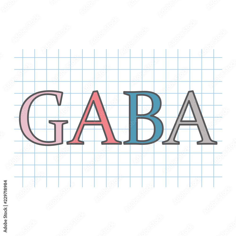 GABA (gamma-Aminobutyric acid) acronym written on checkered paper sheet ...