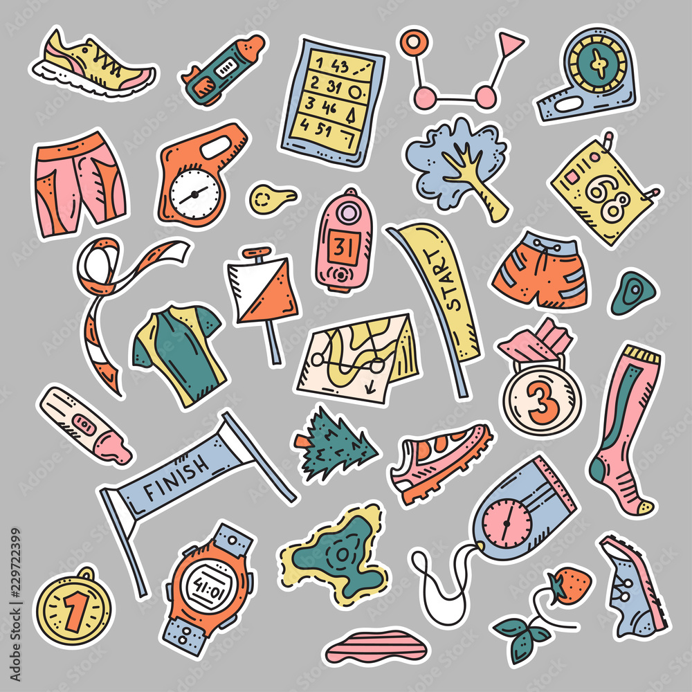 orienteering sport equipment. Vector illustration Stock Vector | Adobe Stock