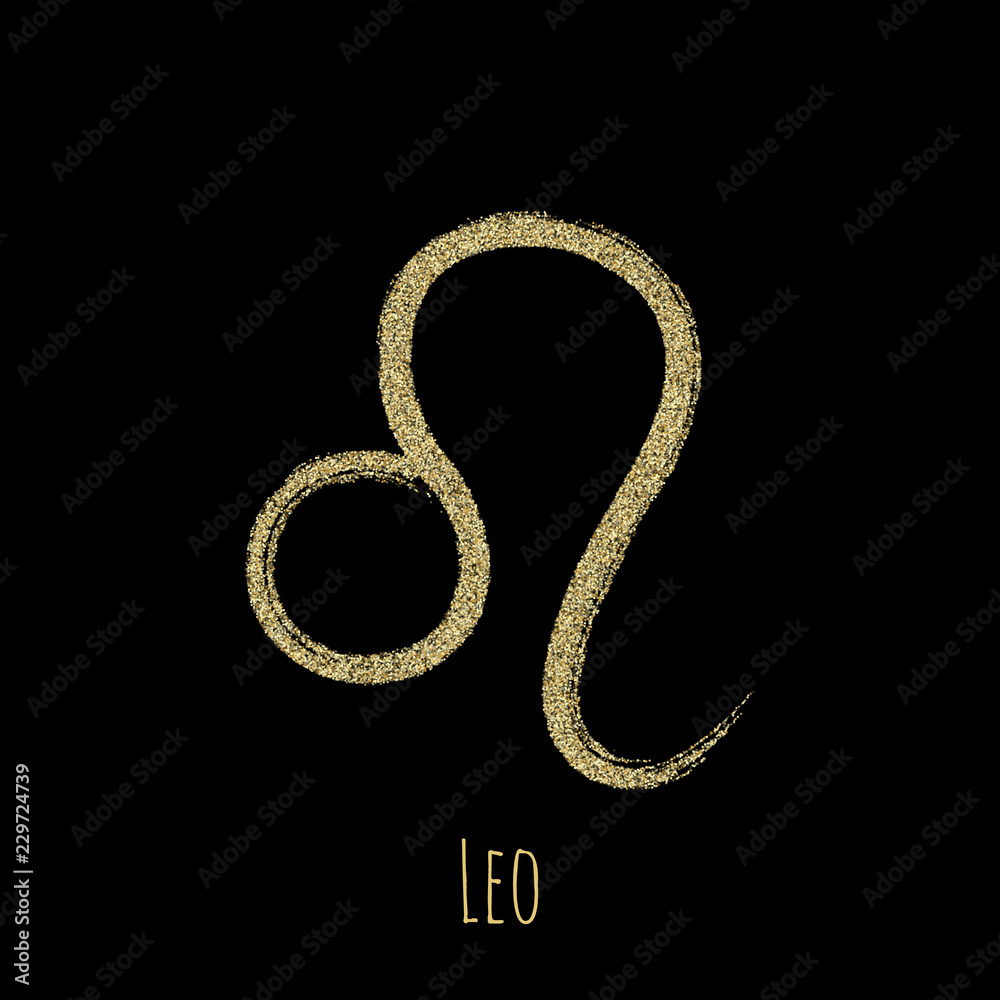 Gold glitter Leo zodiac sign, horoscope symbol vector Stock Vector ...