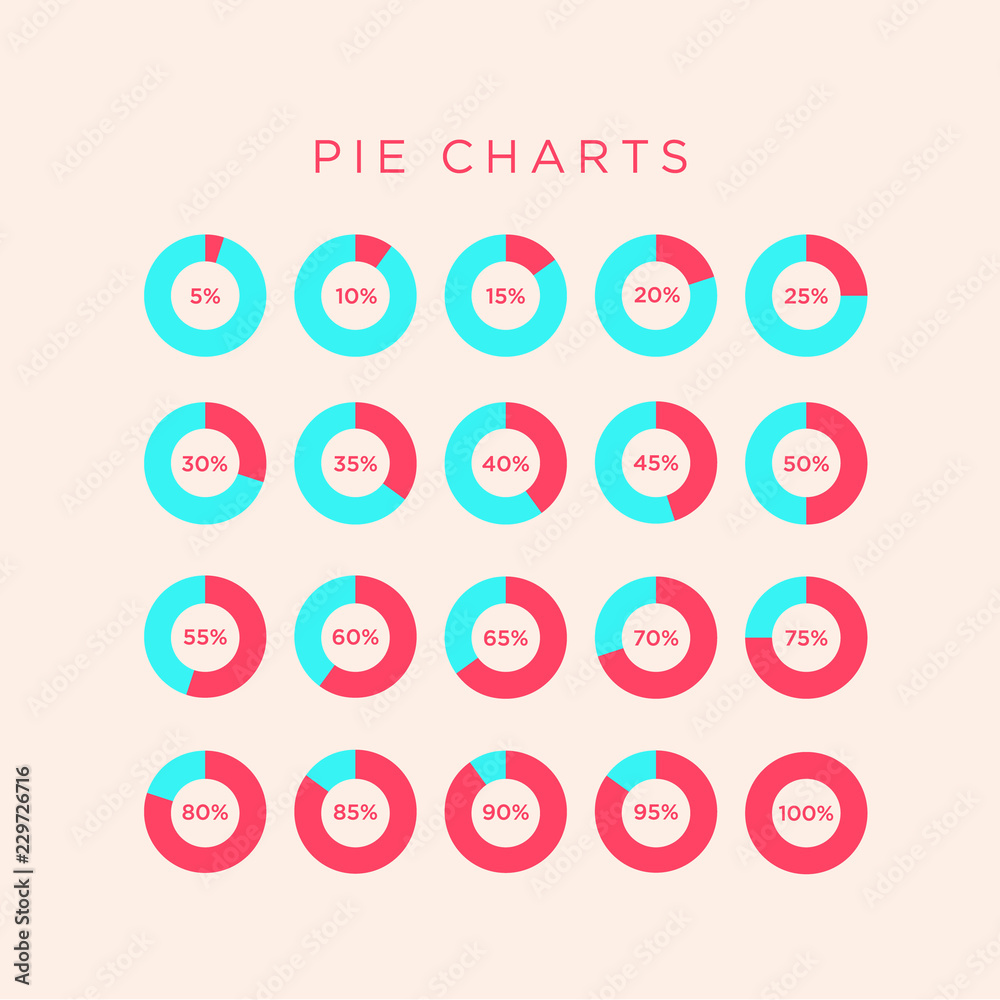 Abstract infographics, pie chart data, show the percentage from 5 ...